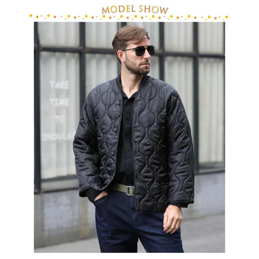 キルティング ノーカラー コート キルティングジャケット メンズ 中綿