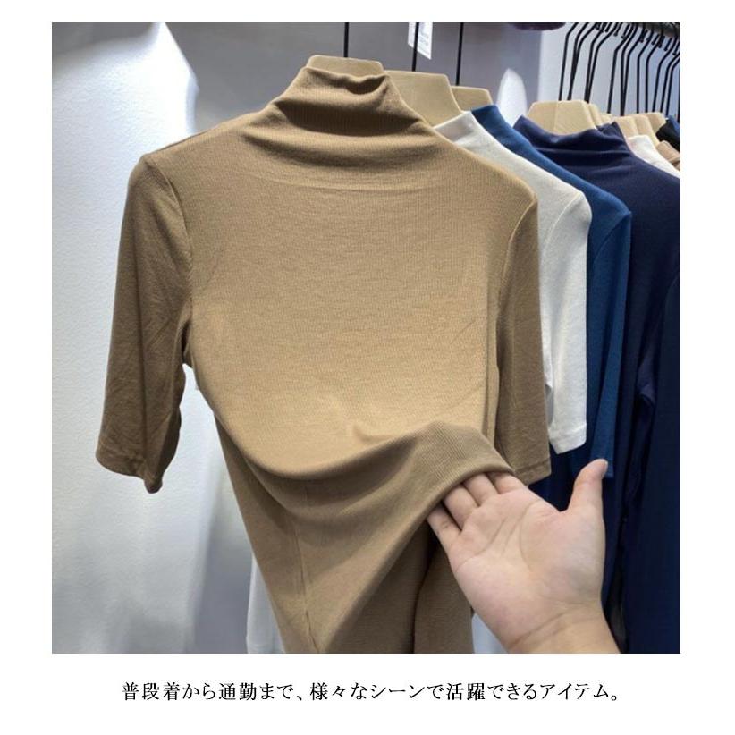 ハイネック タートルネック 半袖Tシャツ トップス カットソー t ハイネック タートルネック 半袖Tシャツ トップス カットソー t