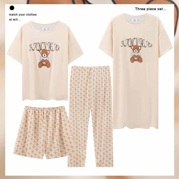 ルームウェア 4点セット レディース パジャマ セットアップ 半袖 tシャツ ショートパンツ ロングパンツ ワンピース 春夏 ナイトウェア 上下セット : sam4448 : seam ...