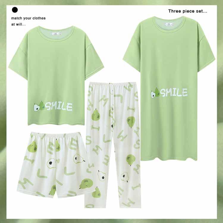 ルームウェア 4点セット レディース パジャマ セットアップ 半袖 tシャツ ショートパンツ ロングパンツ ワンピース 春夏 ナイトウェア 上下セット : sam4448 : seam ...