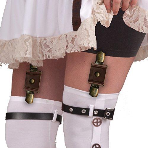 Forum Novelties Women's Steampunk Novelty Garter Buckles, Brown, One ...