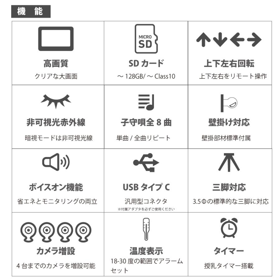 ベビーモニター BM-JW02 高画質 大画面 録画対応 ベビーカメラ : アットアイテム - 通販 - Yahoo!ショッピング