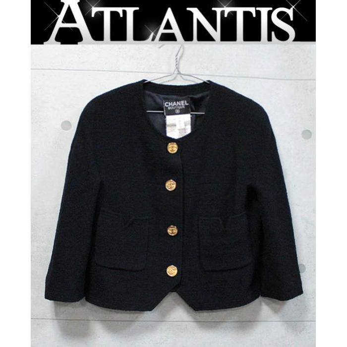 CHANEL 【広尾店】シャネル ヴィンテージ セットアップ ジャケット ネイビー 上size36 下Size36 ウール ...