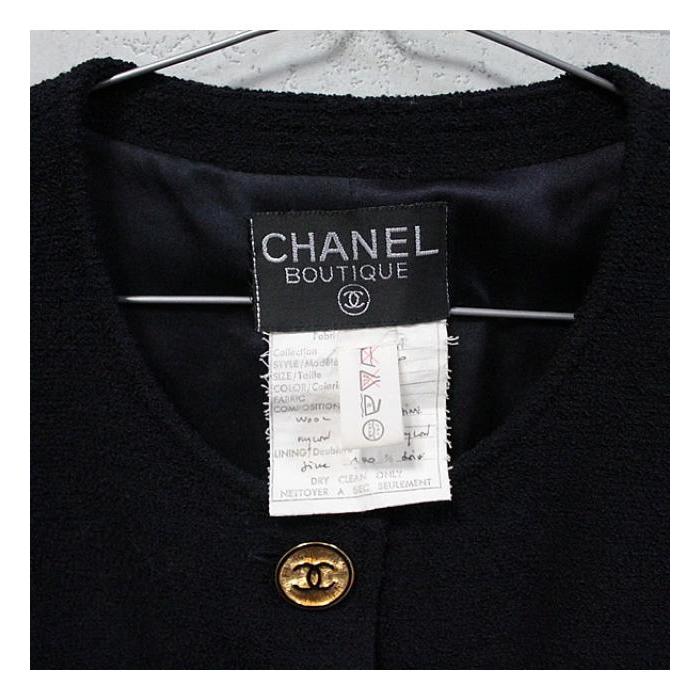 CHANEL 【広尾店】シャネル ヴィンテージ セットアップ ジャケット ネイビー 上size36 下Size36 ウール ...