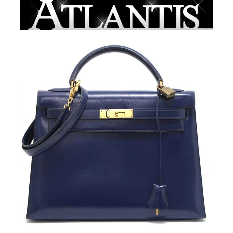 【広尾店】 エルメス HERMES 【1990年代】 ヴィンテージ ケリー32 2WAYバッグ ボックスカーフ ブルー 〇T刻印 G金具 【13670】 : 13670 : atlantis ...