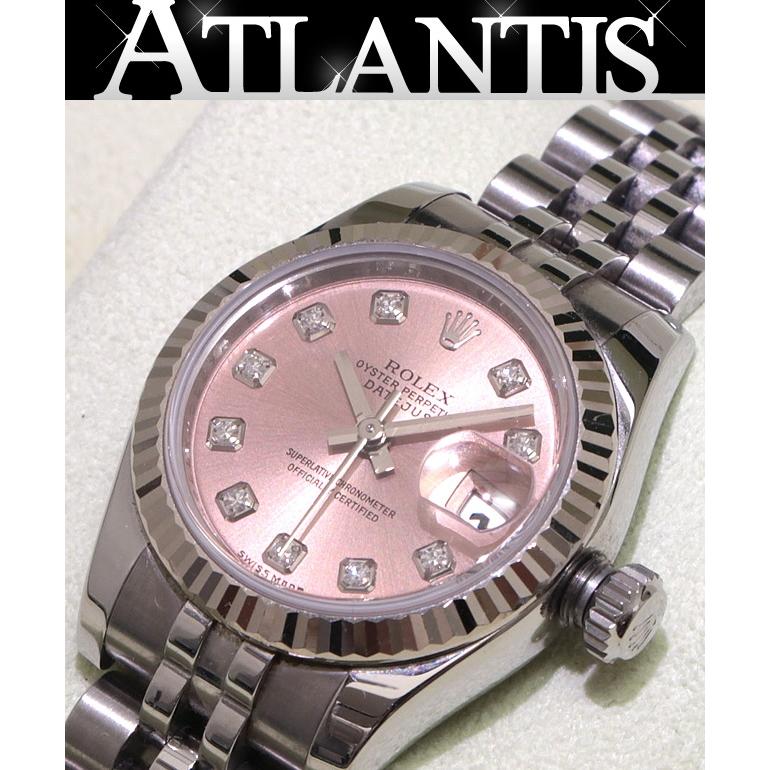 【広尾店】美品 ロレックス ROLEX デイトジャスト 179174G レディース腕時計 Z番 ピンク文字盤 【14594 ...