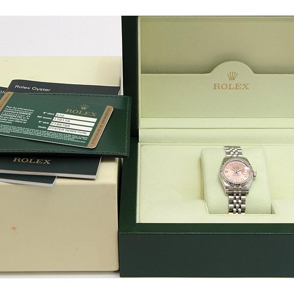 【広尾店】美品 ロレックス ROLEX デイトジャスト 179174G レディース腕時計 Z番 ピンク文字盤 【14594 ...