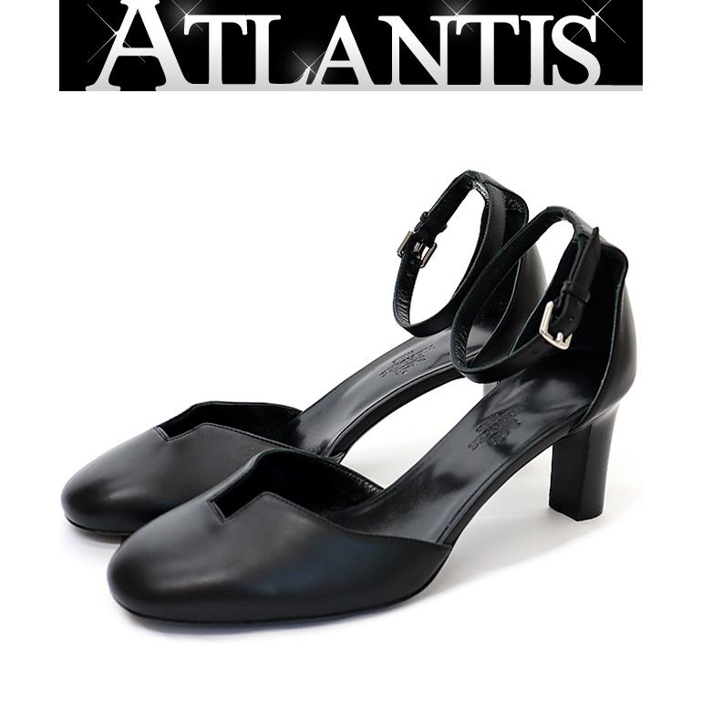 【広尾店】 極美品 エルメス HERMES アンクルストラップサンダル レザー size37 1/2 黒 【14679】 : atlantis ...