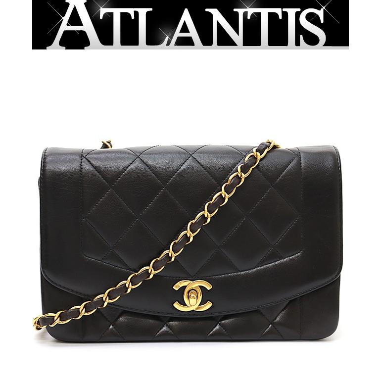 【広尾店】シャネル CHANEL ダイアナ22 マトラッセ チェーンショルダーバッグ ラム 黒 G金具 3番台 【14884 ...