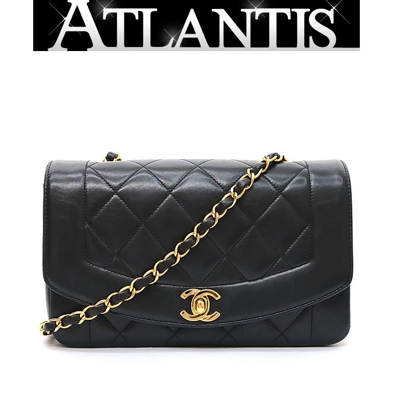 【広尾店】シャネル CHANEL ダイアナ22 マトラッセ チェーンショルダーバッグ ラム 黒 G金具 4番台 【14887 ...