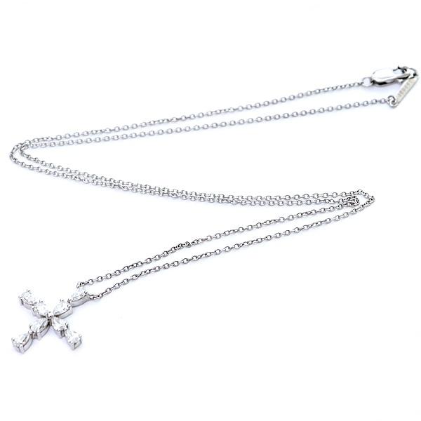 【広尾店】美品 ハリーウィンストン HARRY WINSTON ペアシェイプ ミニクロス ダイヤ ネックレス Pt950 3.8g 約42cm ...