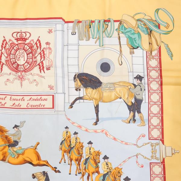 【広尾店】極美品 エルメス HERMES カレ90 大判スカーフ REAL ESCUELA ANDALUZA DEL ARTE 王立アンダルシア馬術学校 マルチカラー シルク100% ...