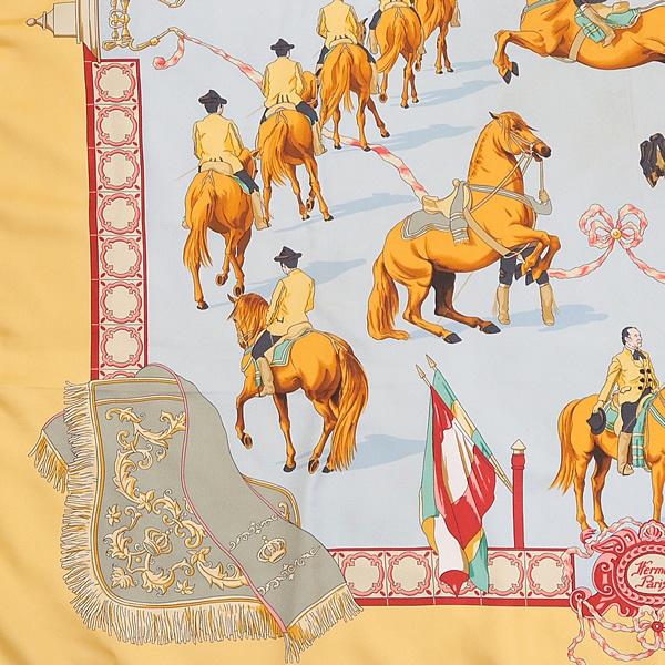 【広尾店】極美品 エルメス HERMES カレ90 大判スカーフ REAL ESCUELA ANDALUZA DEL ARTE 王立アンダルシア馬術学校 マルチカラー シルク100% ...