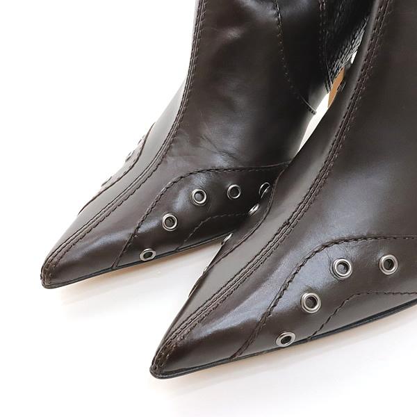 【広尾店】美品 クリスチャンディオール Christian Dior パイソン ロングブーツ ブラウン系 size:37 1/2(約24cm ...