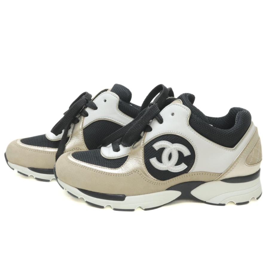 【広尾店】極美品 シャネル CHANEL ココマーク メッシュ×レザー スニーカー G39066 size36 【16724 ...