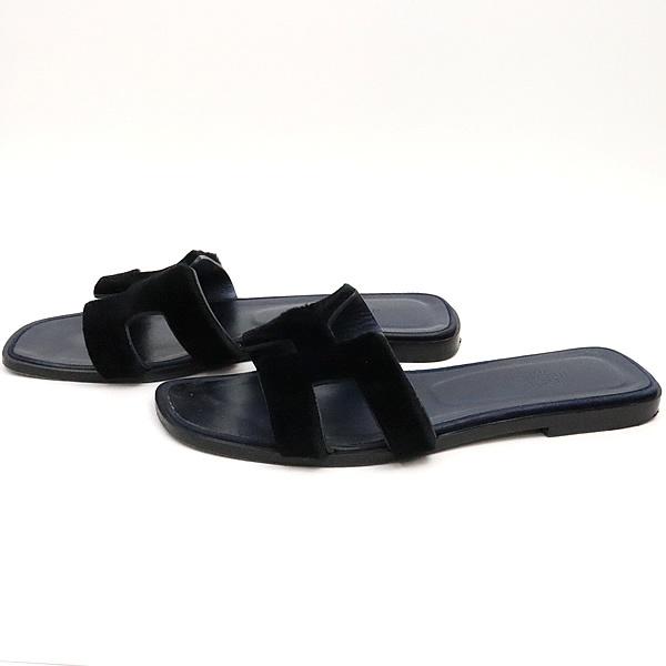 【広尾店】エルメス HERMES オラン サンダル レディース ベロア×レザー ネイビー size:38(約24.5cm) 【17573】 : atlantis - 通販 - Yahoo!ショッピング