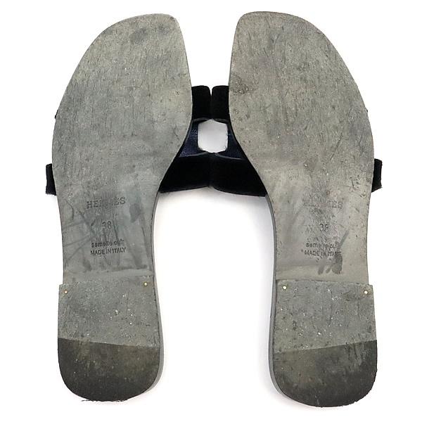 【広尾店】エルメス HERMES オラン サンダル レディース ベロア×レザー ネイビー size:38(約24.5cm) 【17573】 : atlantis - 通販 - Yahoo!ショッピング