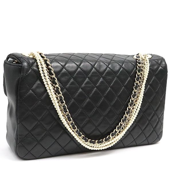 【広尾店】 シャネル CHANEL マトラッセ25 ウエストミンスター パールチェーンショルダーバッグ ラムスキン 黒 G金具 17番台 ...