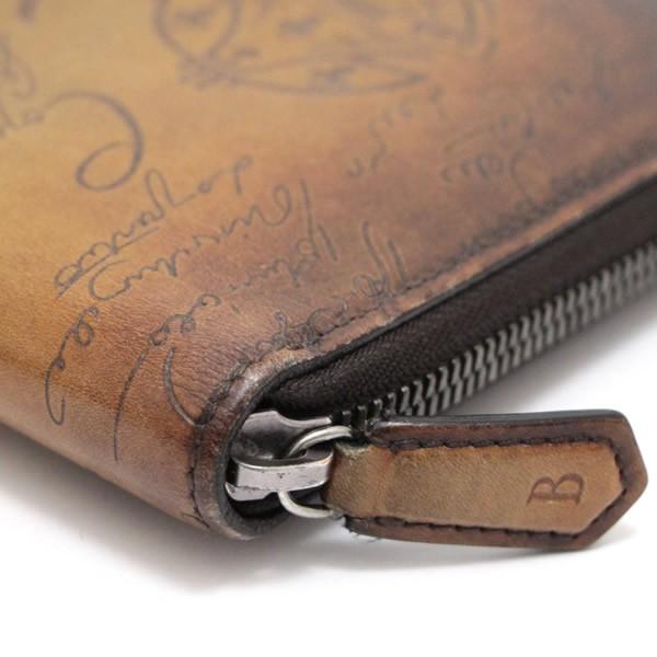 【在庫処分大セール！】 ベルルッティ Berluti カリグラフィ ラウンドファスナー長財布 ブラウン レザー 【64927 ...