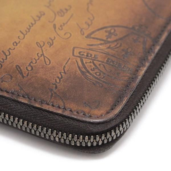 【在庫処分大セール！】 ベルルッティ Berluti カリグラフィ ラウンドファスナー長財布 ブラウン レザー 【64927 ...