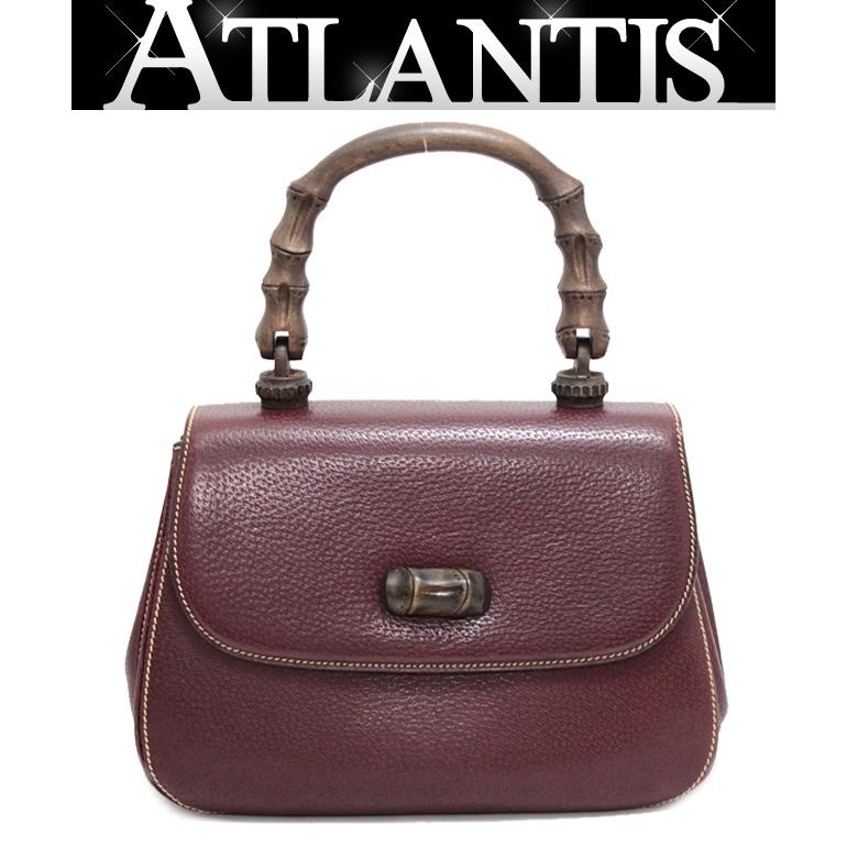 グッチ GUCCI ヴィンテージ バンブー ハンドバッグ レザー ボルドー×ブラウン 【64998】 : atlantis - 通販 ...