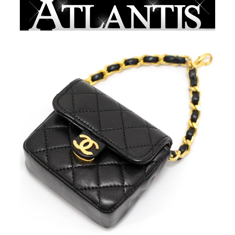 シャネル CHANEL ヴィンテージ ミニミニマトラッセ マイクロマトラッセ バッグチャーム ラム 黒 【65311】 : atlantis ...