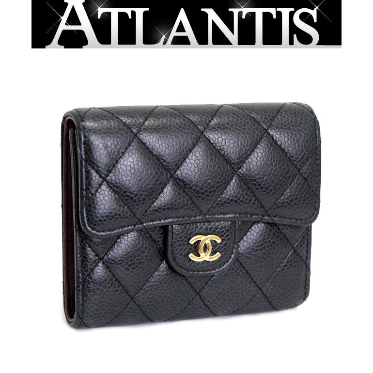 シャネル CHANEL マトラッセ スモールフラップ ウォレット 三つ折りコンパクト財布 キャビアスキン 29番 【65533 ...