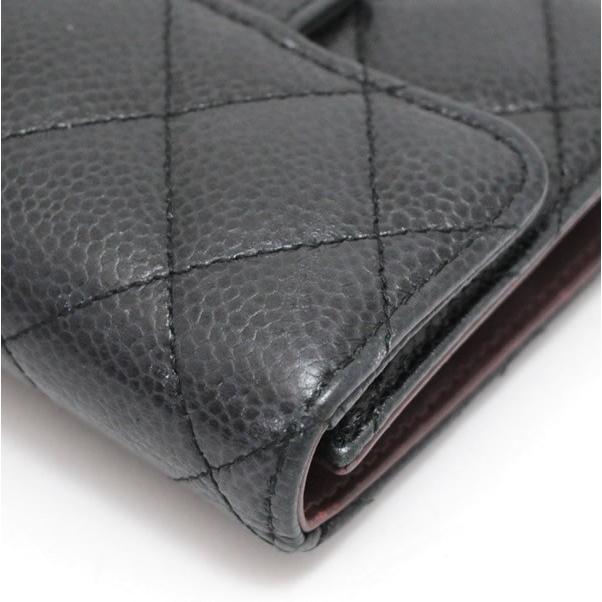シャネル CHANEL マトラッセ スモールフラップ ウォレット 三つ折りコンパクト財布 キャビアスキン 29番 【65533 ...