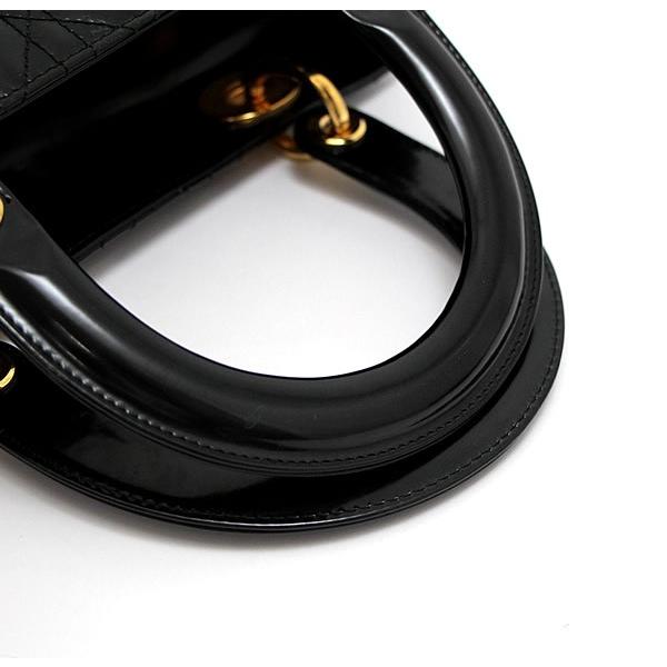 クリスチャンディオール Christian Dior レディディオール カナージュ ハンドバッグ 2WAYバッグ ミディアム パテント 黒 G ...