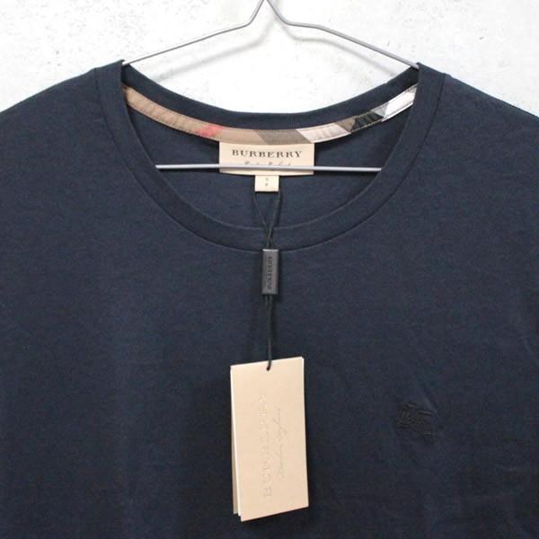 未使用 バーバリー BURBERRY 半袖Tシャツ クルーネック ネイビー メンズ コットン100％ sizeS 【66168 ...