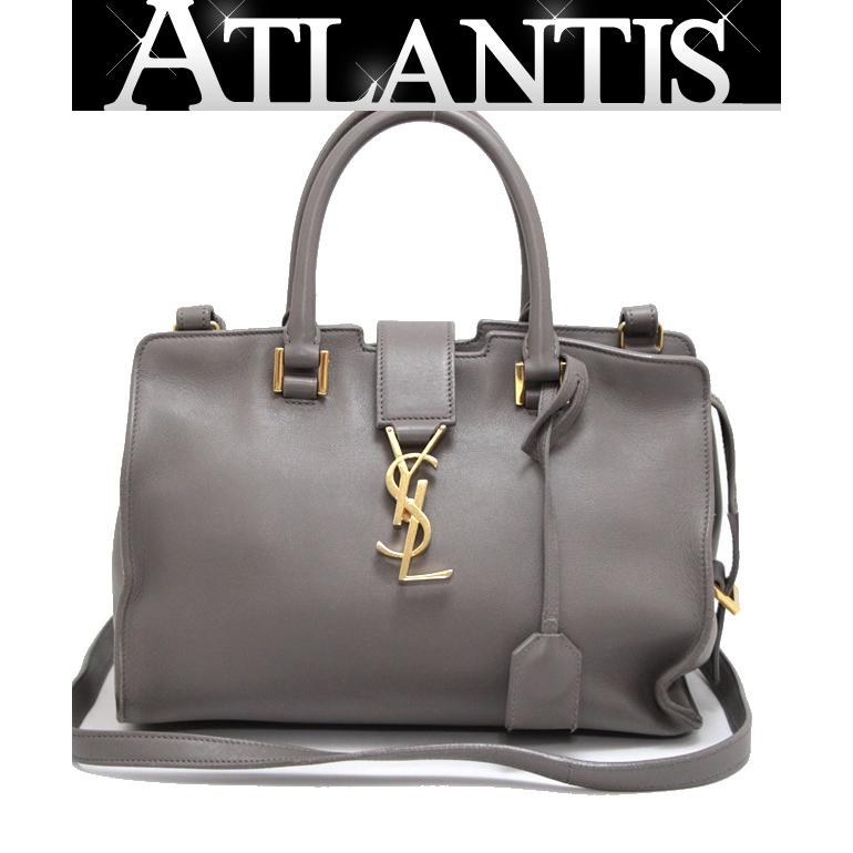 サンローランパリ SAINT LAURENT PARIS ベイビーカバス 2WAYバッグ レザー グレー G金具 【67043 ...