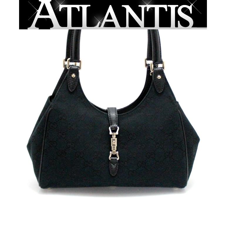 美品 グッチ GUCCI ニュージャッキー スモール ハンドバッグ GG柄 キャンバス罰×レザー 黒 145824 【68198 ...