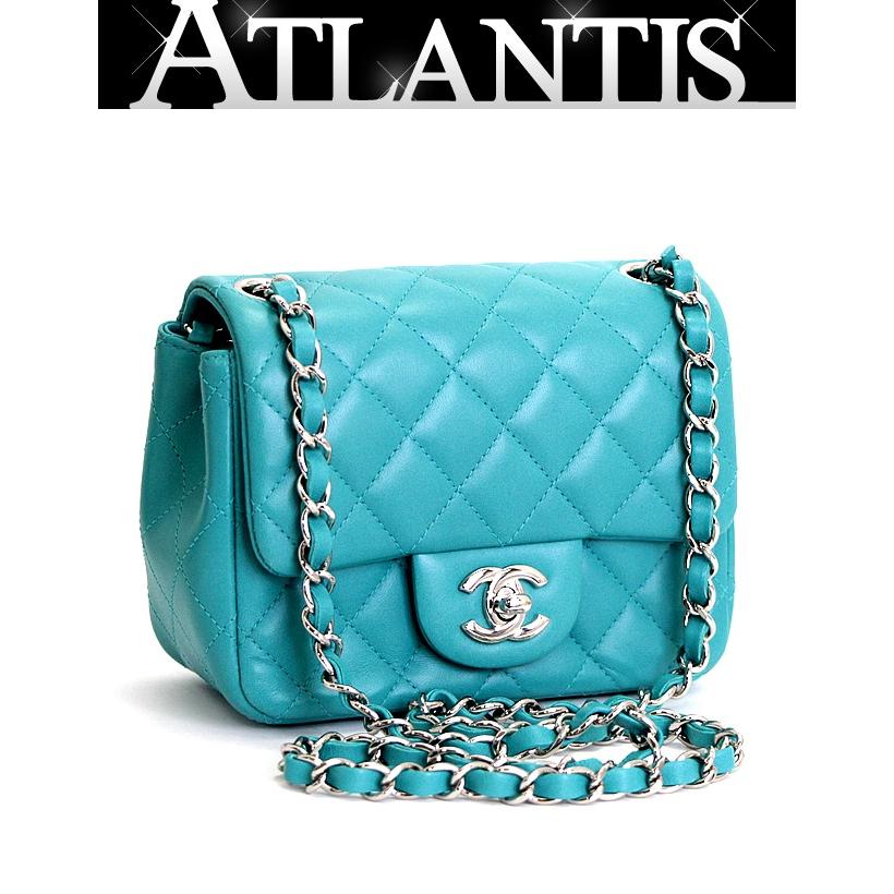 美品 シャネル CHANEL ミニマトラッセ チェーンショルダーバッグ エメラルドグリーン ラムスキン SV金具 19番台 【68655 ...