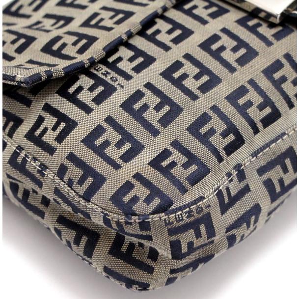 フェンディ FENDI ズッキーノ マンマバケット ショルダーバッグ キャンバス グレー×ネイビー S金具 【68968 ...