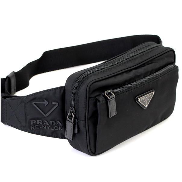 プラダ PRADA 三角ロゴ テスート Re-Nylon ボディバッグ ウエストバッグ ナイロン 黒 2VL977 【69014 ...
