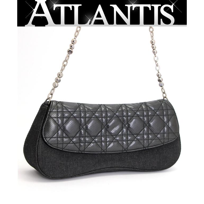 クリスチャンディオール Christian Dior ワンショルダーバッグ カナージュ パンチング キャンバス×レザー ダークグレー ...