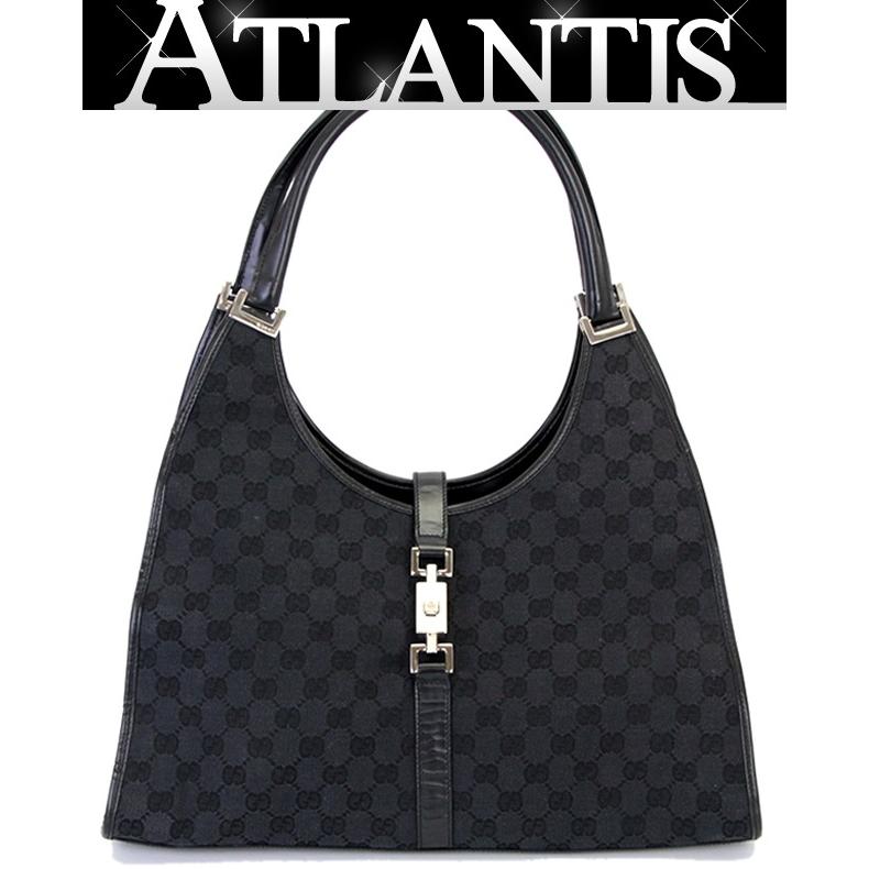 グッチ GUCCI ジャッキー ハンドバッグ ワンショルダーバッグ ラージ GG柄 キャンバス×レザー 黒 002 1066 【69365 ...