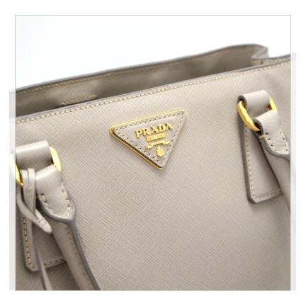 プラダ PRADA ガレリア 2WAY ハンドバッグ ショルダーバッグ ミディアム サフィアーノレザー グレー 【69554 ...