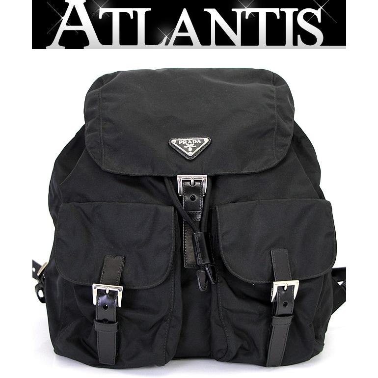 プラダ PRADA 三角ロゴ リュックサック バックパック Wポケット ナイロン 黒 BZ2811 【69669】 : atlantis ...