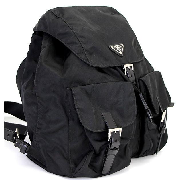 プラダ PRADA 三角ロゴ リュックサック バックパック Wポケット ナイロン 黒 BZ2811 【69669】 : atlantis ...