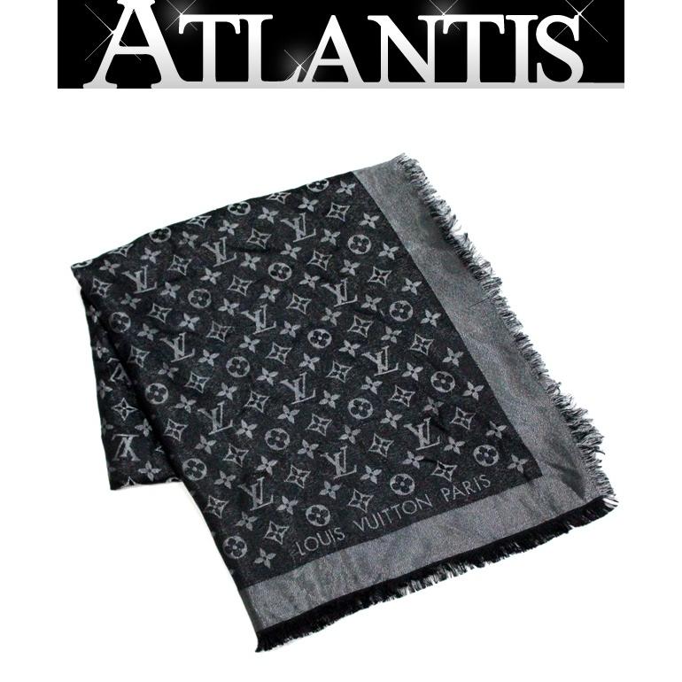 ルイヴィトン Louis Vuitton ショール モノグラム シャイン マフラー M75123 黒 【69855】 : atlantis ...