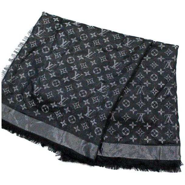 ルイヴィトン Louis Vuitton ショール モノグラム シャイン マフラー M75123 黒 【69855】 : atlantis ...