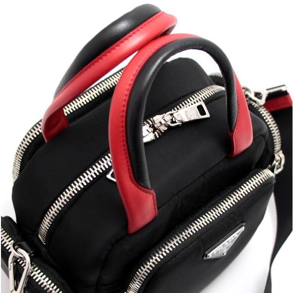 【可愛い!】 プラダ PRADA 三角ロゴ マルチポケット 2WAY ショルダー ハンドバッグ ブラック×レッド ナイロン 1BB061 【70099】 : atlantis - 通販 ...