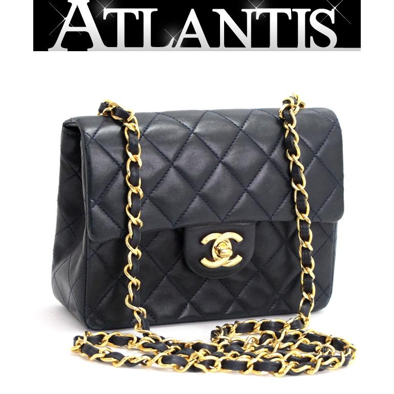 シャネル CHANEL ミニマトラッセ17 チェーンショルダーバッグ ネイビー 黒 G金具 1番台 【70143】 : atlantis ...