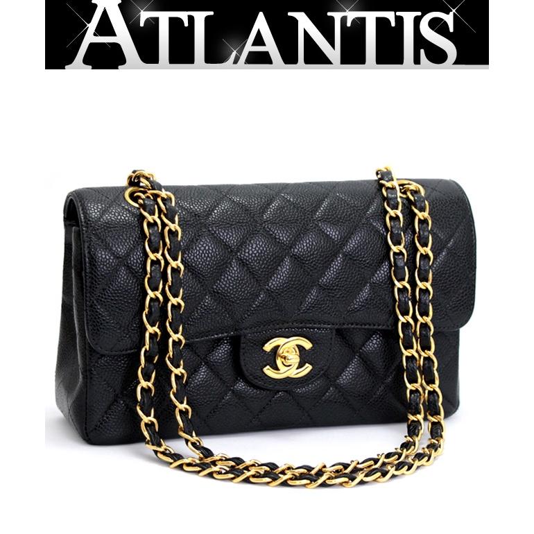 シャネル CHANEL マトラッセ23 Wフラップ チェーンショルダーバッグ キャビアスキン 黒 G金具 6番台 【70224 ...