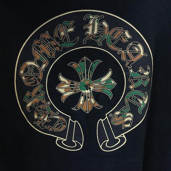 銀座店 クロムハーツ セメタリークロス ホースシュー カモ柄 プリント 裏起毛 フーディパーカー size:L 黒 95021 :95021 ...