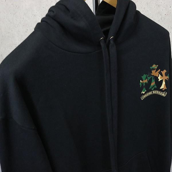 銀座店 クロムハーツ セメタリークロス ホースシュー カモ柄 プリント 裏起毛 フーディパーカー size:L 黒 95021 :95021 ...