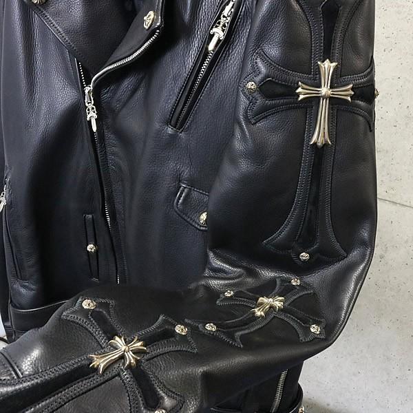 CHROME HEARTS 銀座店 クロムハーツ 美品 SLUFF CHクロス ライダースジャケット JVP SV925 size:L 黒 95493 : atlantis - 通販 ...