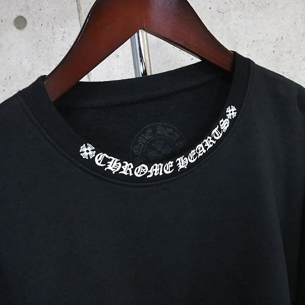 CHROME HEARTS 銀座店 ネックロゴ オールドイングリッシュ クルーネック 裏起毛 スウェット 長袖 メンズ size:L 黒 ...