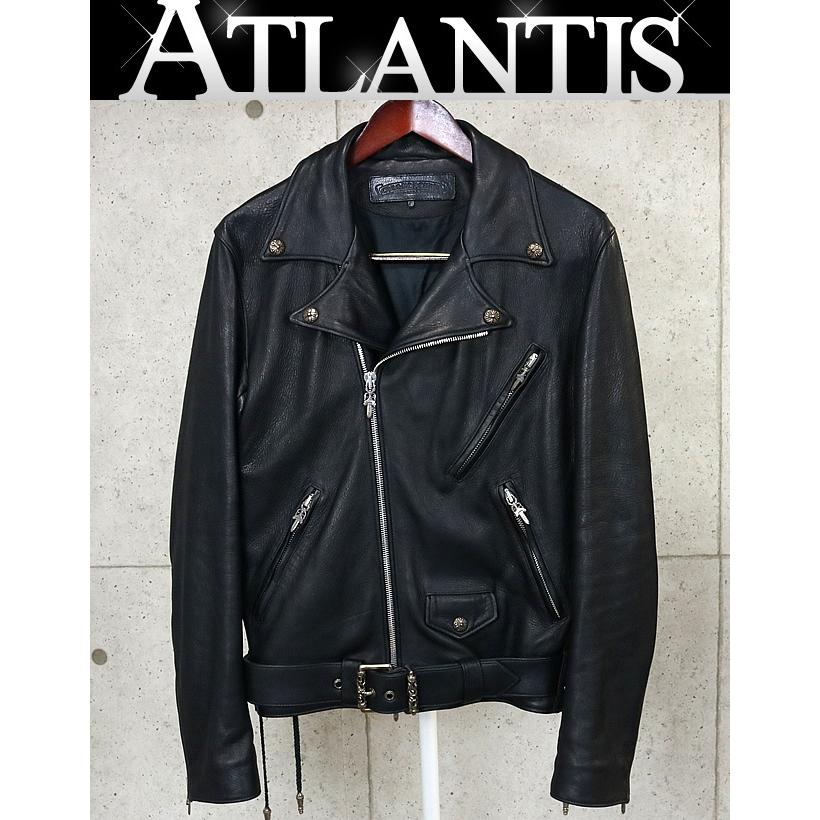 CHROME HEARTS 銀座店 クロムハーツ JJ DEAN ライダース ジャケット 鹿革 ダブルジップ メンズ レザー size:L 黒 ...